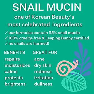 Peach Slices | Snail Rescue Blemish Busting Toner | 95% Snail Mucin | Pore Cleaner | Hydrates & Balances | Korean Skin Care | CICA | Hyaluronic Acid | Non-Comedogenic | Cruelty-Free | 4.05 oz