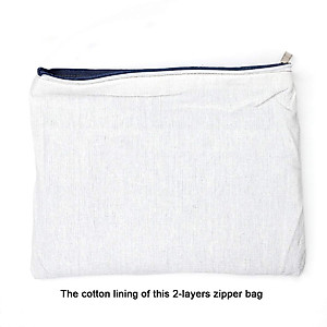 YINGKOR Cotton Canvas Zipper Cosmetic Bag Makeup Bags Tool Organizer with Cotton Lining 20x28cm, White, 7.87x11.02 inches, 20x28cm, Pack of 2