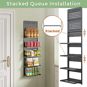 SKIKEN 2-Tier Folding Metal Shelf Wall Mounted | Small Foldable Wall Shelf | Dorp Down | Combined Stackable | Small Combined Floating Shelf for Laundry Room Bathroom Utility RV | 13.4" (Black)