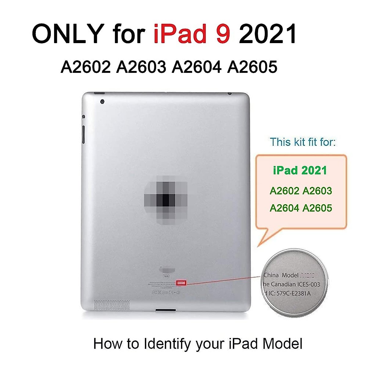 for iPad 9 (9th Gen 2021) A2602 A2603 A2604 A2605 Screen Replacement Glass Touch Digitizer Repair Kit with Home Button & Tools - Only for iPad 9 9th Generation