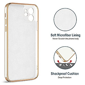 Hython Case for iPhone 12 Case with Ring Stand [360° Rotatable Ring Holder Magnetic Kickstand] [Soft Microfiber Lining] Plating Rose Gold Edge Shockproof Protective Phone Cases Cover for Women, White
