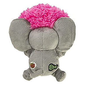 goDog Crazy Hairs Elephant Silent Squeak Plush Dog Toy, Chew Guard Technology - Gray, Large