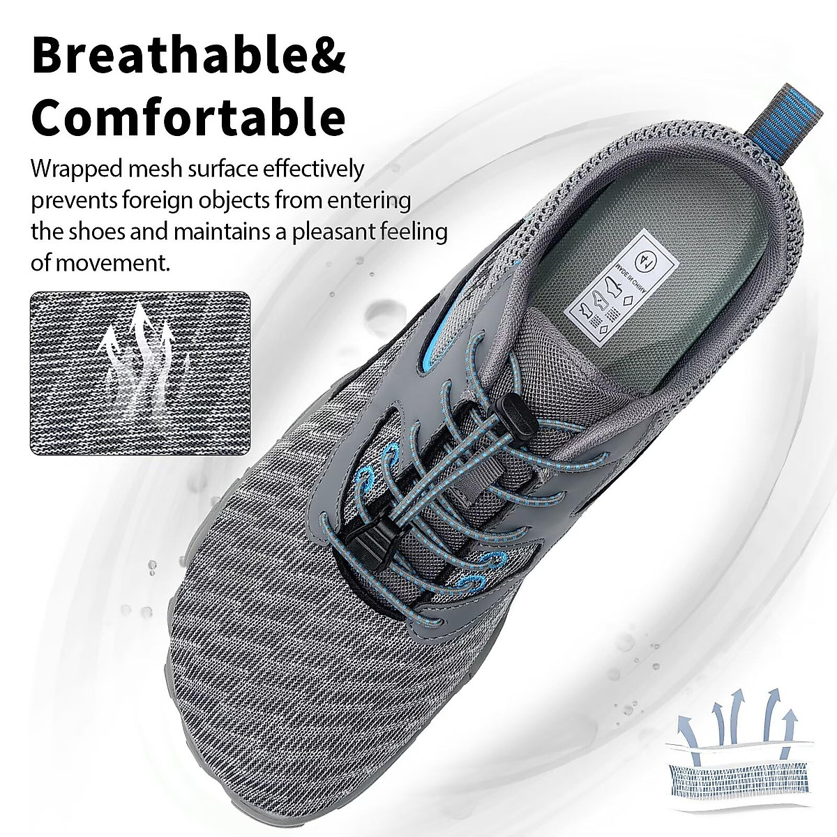 WateLves Water Shoes Mens Womens Beach Swim Shoes Quick-Dry Aqua Socks Pool Shoes for Surf Yoga Water Aerobics (05-Grey, 43)