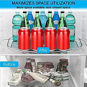 FERGRELM Square Lazy Susan Organizer for Refrigerator, Turntable Organizer for Refrigerator, Countertop Condiment Storage Rack, Clear-13.74 X 10.19 X 1.26 Inches