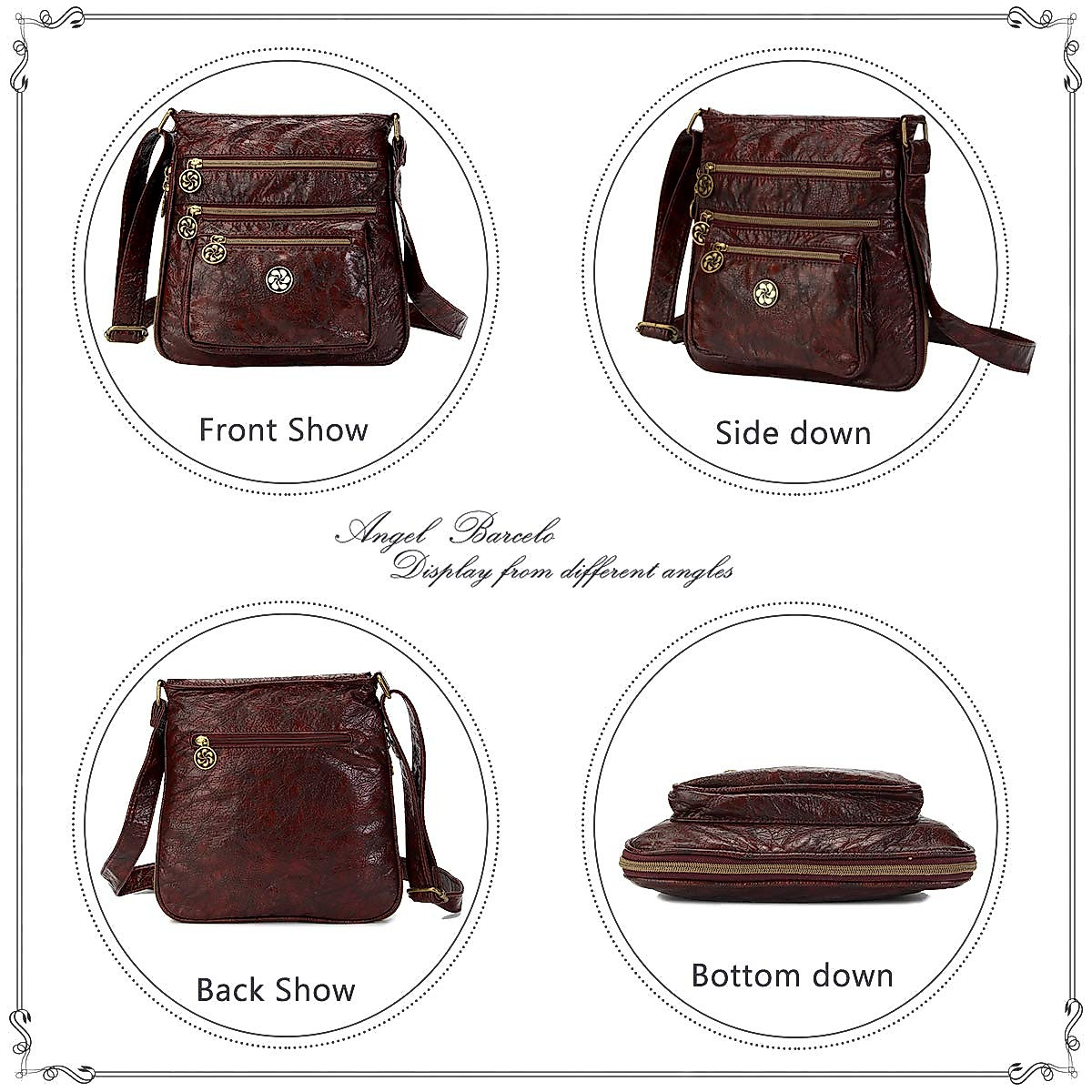 Angel Barcelo Crossover Purse and Handbags Crossbody Bags for Women,Ultra Soft Leather Neatpack Bag Shoulder Purses for Women Coffee