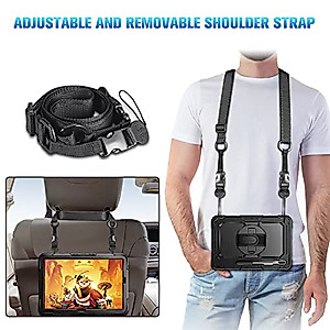 CaseBot Shockproof Case for Samsung Galaxy Tab S8 Plus 2022/S7 FE 2021/S7 Plus 2020 12.4 inch with Screen Protector, 360° Rotating Kickstand Rugged Heavy Duty Hybrid Cover w/Hand Shoulder Strap,Black