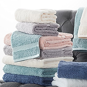 Amazon Brand – Pinzon Organic Cotton Hand Towels, Set of 6, Spa Blue, 30"L x 18"W