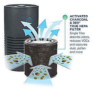 Germ Guardian True HEPA Filter Air Purifier for Home, Office, Bedrooms, Filters Allergies, Pollen, Smoke, Dust, Pet Dander, UV-C Sanitizer Eliminates Germs, Mold, Odors, Quiet 4-in-1 AC4700BDLX