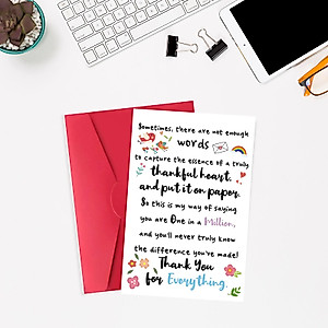 XXDJLP Cute Thank You Cards for Teacher Professor Tutor, Fantastic Boss Appreciation Card for Boss Coworkers, Meaningful Friendship Card for Best Friends, Sweet Poem Thank You Card for Him Her