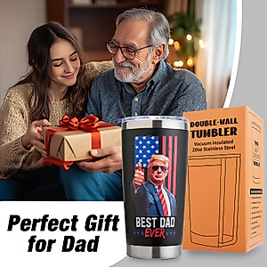 Winzsox Fathers Day Gift from Daughter, Gifts for Dad from Son - Dad Birthday Gift Ideas, Best Dad Ever Gifts, Good Christmas Presents for Dads - 20oz Trump Coffee Cup Mug Tumbler
