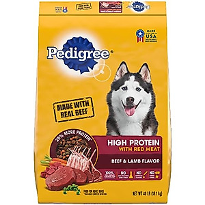Pedigree High Protein Adult Dry Dog Food Beef and Lamb Flavor Dog Kibble, 40 lb. Bag