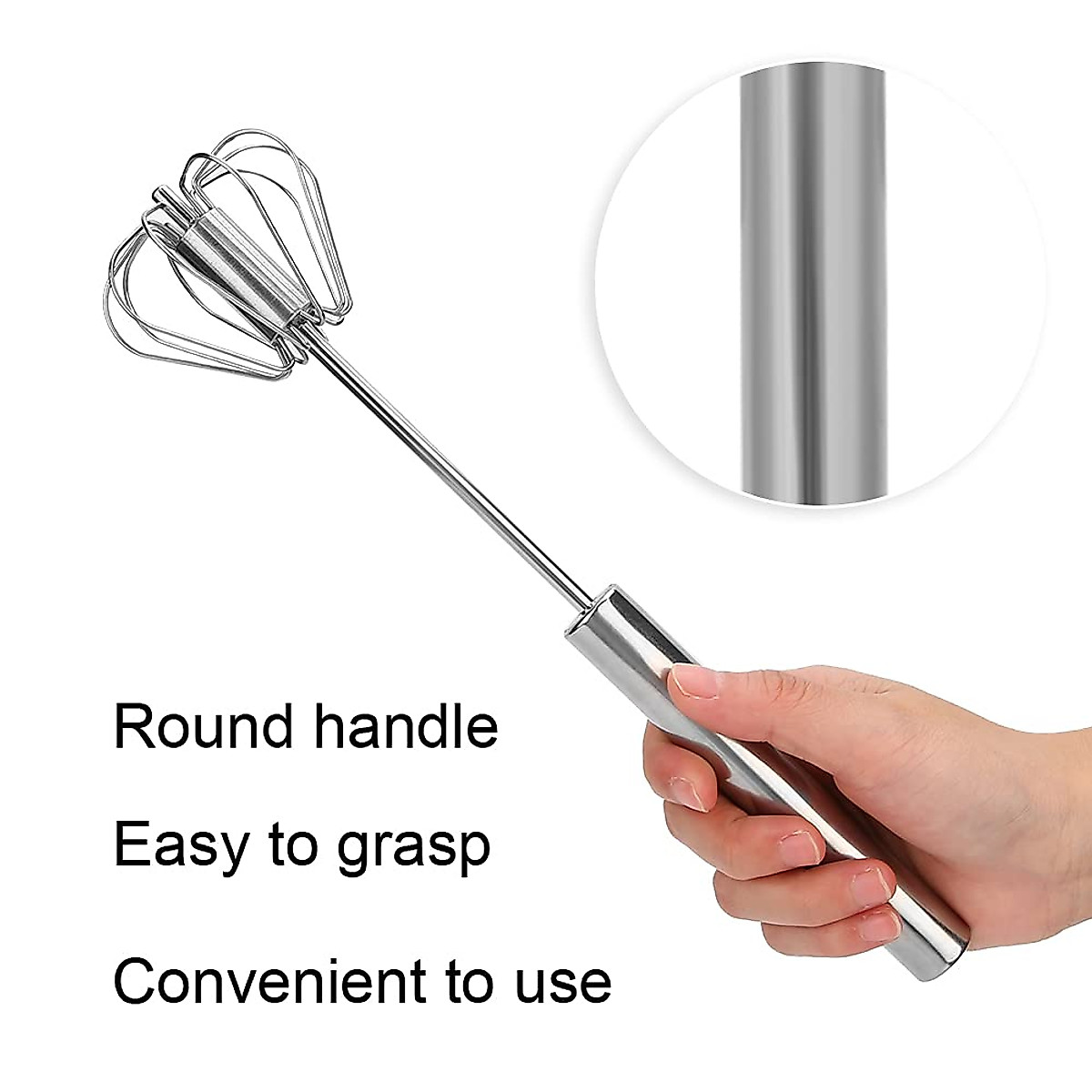 Hand Blenders,Stainless Steel Semi-Automatic Multifunction Cream Mixer Manual Egg Blender Stainless Steel Egg Color Cream Mixer Wand [#1]