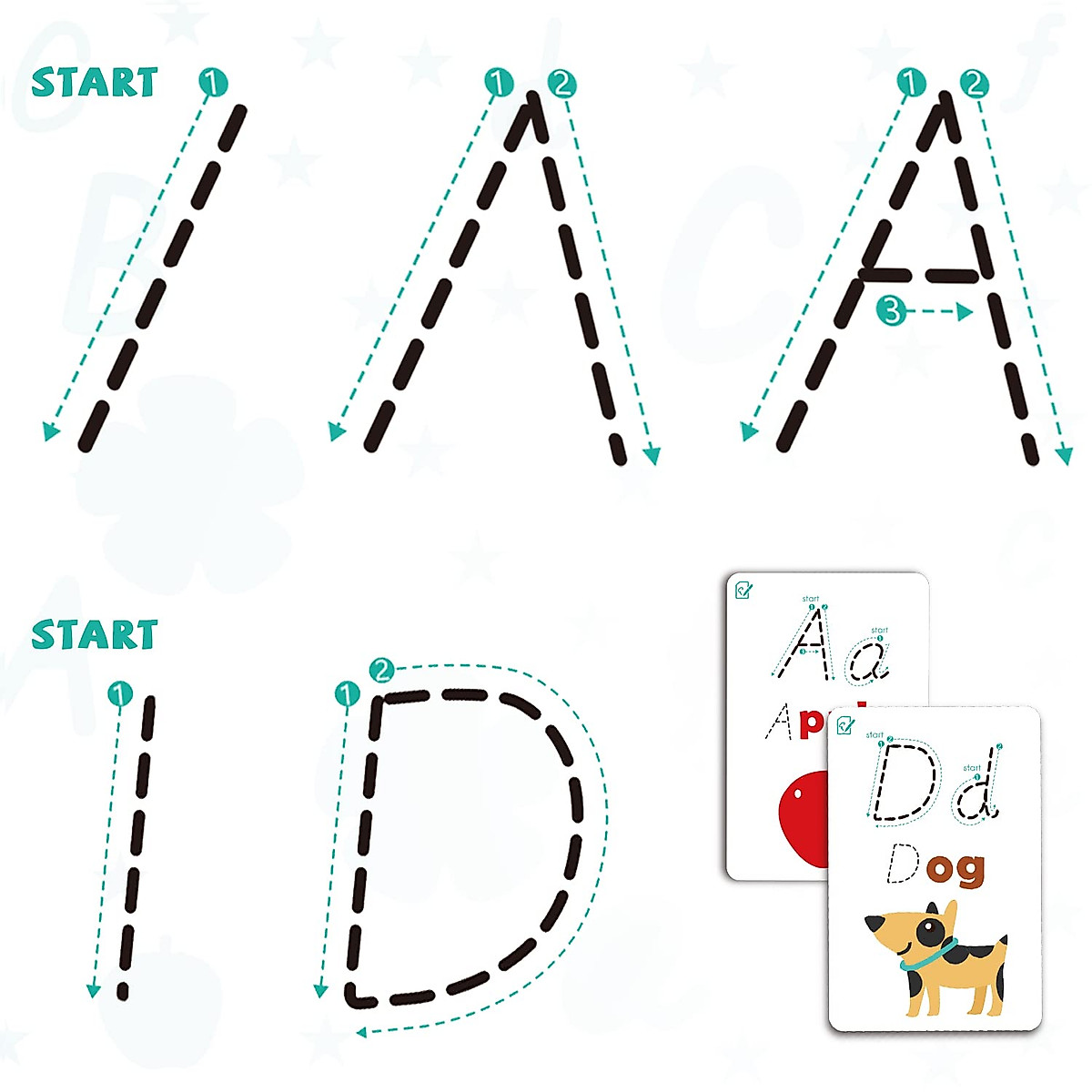 TOY Life Dry Erase Alphabet Flash Cards with ABC Flash Cards for Alphabet Affirmation Workbook - Toddler Flash Cards Preschool Homeschool 3 4 5 Years Flash Cards Read Write Learning Cards Toddlers