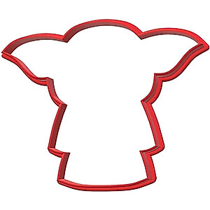 *Smallwoods TS* Alien Baby Yo-da In Robe Outline Cookie Cutter Cute Animal Contour Cutter Fondant Dough Clay Kinetic Play Sand Play Doh Cutter (3.5" Tall) (RED (1 PACK))