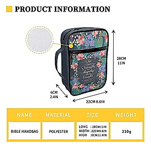 Tongluoye Red Purple Flowers Bible Covers for Women Fashion Best Wishes Bible Bag for School Church Travel Portable Waterproof Tote Purse Crossbody Handbag Bag for Bible Journaling Supplies Gifts