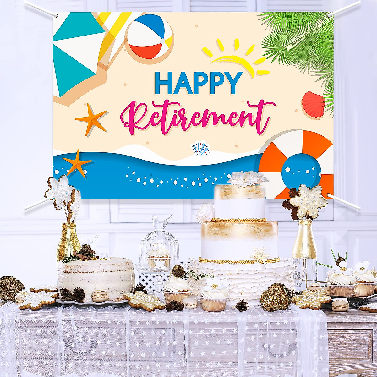 Dill-Dall Happy Retirement Backdrops Banner, Retirement Party Decorations, Women or Men Retirement Photography Backgrounds