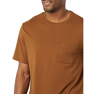 Amazon Essentials Men's Regular-Fit Short-Sleeve Crewneck Pocket T-Shirt, Pack of 2, Black/Brown, Medium