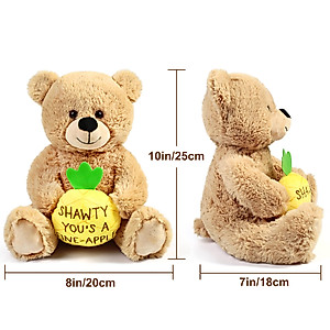 BenBen Shawty U Fine Teddy Bear for Girlfriend, 10 inch Teddy Bear Stuffed Animal with Pineapple, Funny Plush Bear Toy Gift for Her, Women, Wife on Christmas Valentine's Day Anniversary