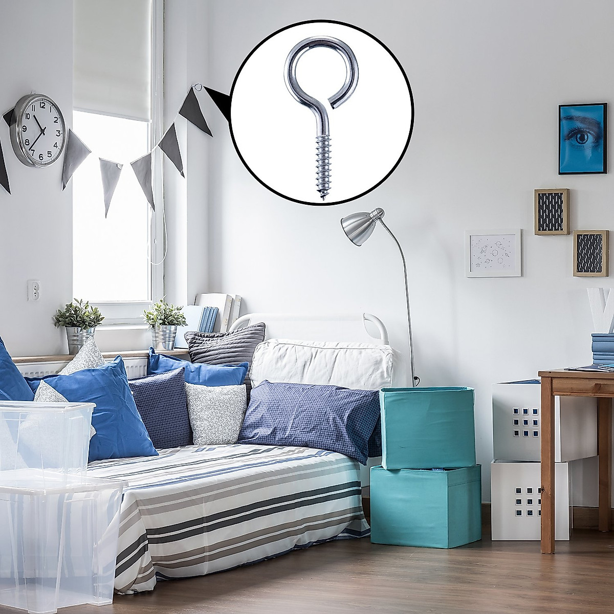 Eye Bolts Screw Eyes, Assortment Size, 100 Pieces