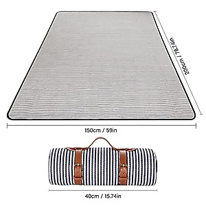LIYUABU Picnic Blankets,Waterproof Stripe Picnic Mat 59'' x 79'',Portable Extra Large Beach Blanket,Outdoor Blanket Sandproof Insulated with Carry Handle,Perfect for Hiking/Outdoor/Camping/Beach/Park