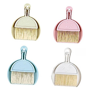 GOOHOCHY 4 Sets Desktop Fan Broom Portable Brush Mini Household Cleaning Supplies Table Handy Brush Handheld Broom Small Pan Table Cleaner Tool Small Broom Desktop Broom Dust Pan Plastic