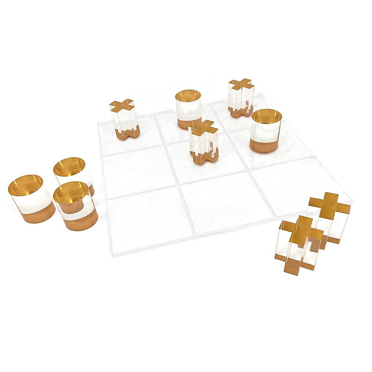 OnDisplay 3D Luxe Acrylic Tic Tac Toe Set (Gold)