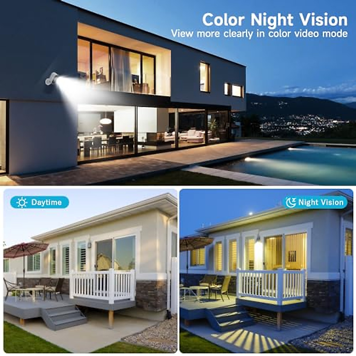 XVIM 4MP Wireless Security Camera Outdoor, 2.5K Battery Powered Home Security Camera with Spotlight Night Vision, 2.4GHz WiFi, Cloud/SD Card Storage, 2-Way Audio, Waterproof, PIR Motion Detection