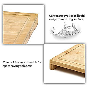 Trademark Innovations 21.5" Bamboo Sink and Stove Burner Cover & Cutting Board