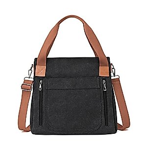 SUKUTU Ladies Canvas Tote Handbags Multiple Pockets Casual Top Handle Satchel Daily Purse