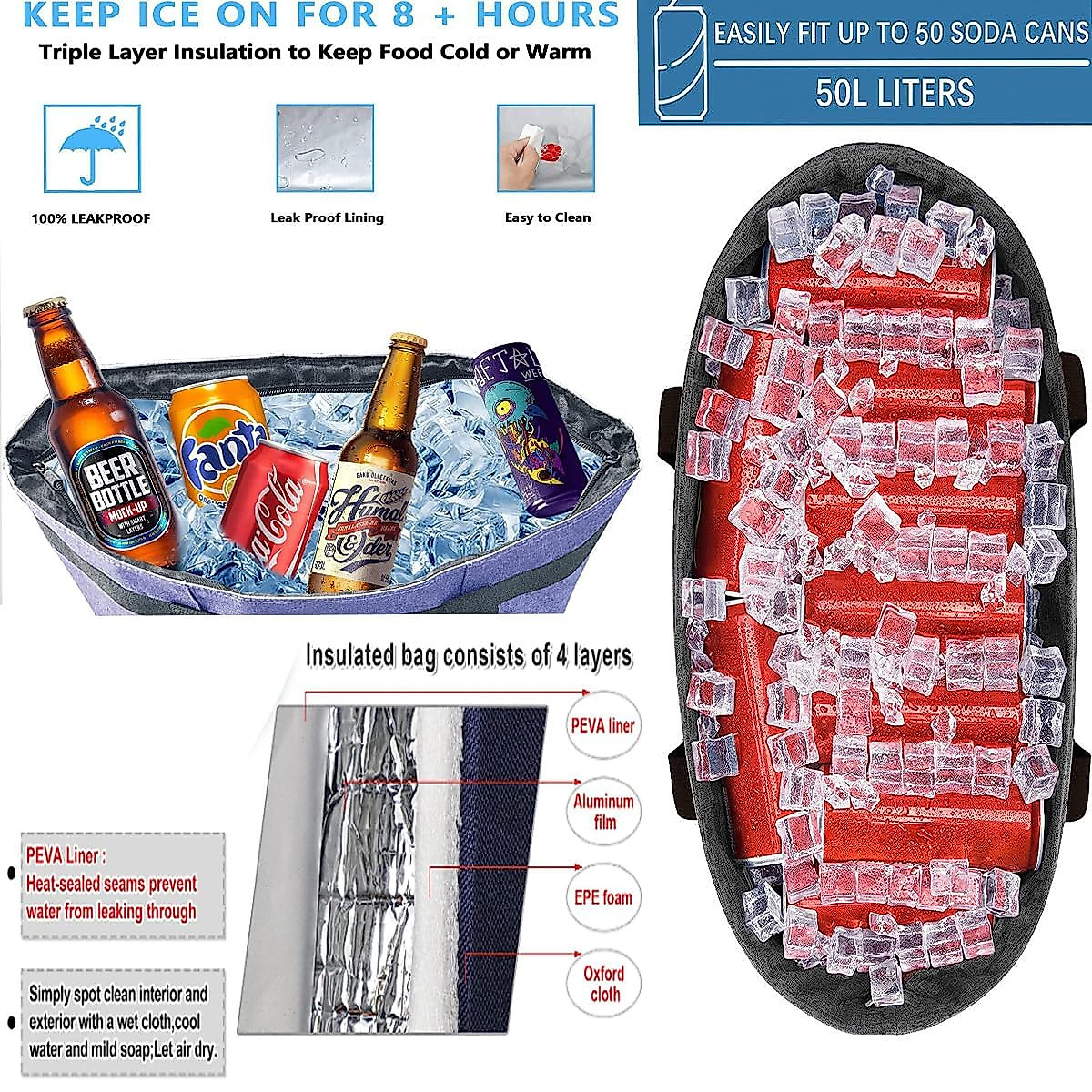 Daoxizhou Insulated Cooler Bag Thermal Insulation - Premium, Collapsible Soft Cooler Makes Insulated Grocery Bag, Food Delivery Bag, Travel Insulated