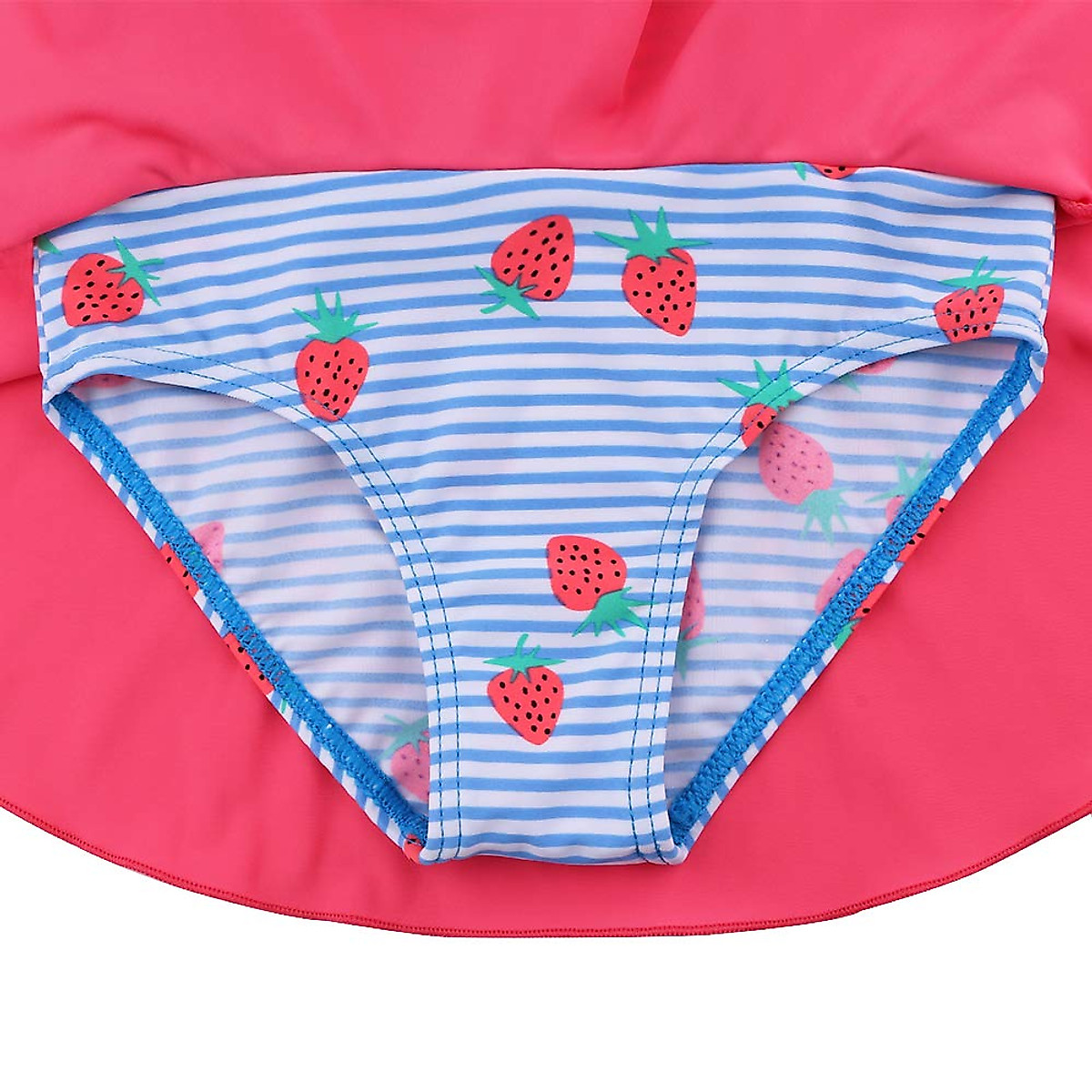 BAOHULU Toddler Girls Swimsuit One Piece Cute Floral Dress Swimwear 3-8 Years S283_StrawberryBlue_140/146