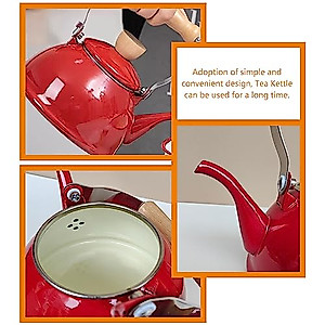 Porcelain Enameled Tea Kettle Enamel Whistle Tea Kettle Teapot with Handle for Stovetop Retro Hot Water Tea Kettle Pot Home Dorm Apartments Camping Coffee Makers (1.4L)