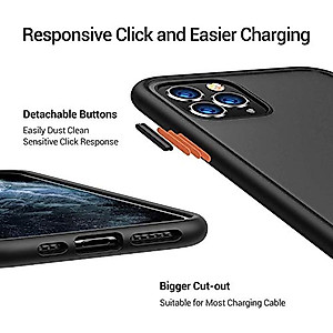 TORRAS Shockproof Compatible for iPhone 11 Pro Case, [Military Grade Drop Tested] Translucent Hard Matte Case with Soft TPU Bumper Slim Phone Case Compatible for iPhone 11 Pro, Matte Black