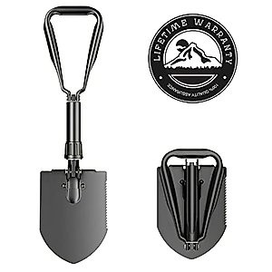 Behandy Folding Shovel, Collapsible Shovel for Car Snow, Camping Shovel and Pickax, Military Entrenching Tool for Gardening, Camping, Digging Dirt, Sand, Snow, Off Road, Portable Car Emergency kit