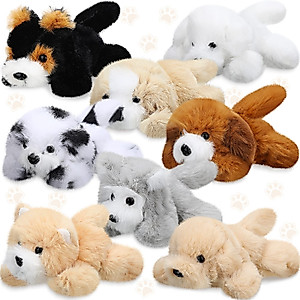 Sumind 8 Pieces Plush Dogs 5 Inch Stuffed Animals Bulk Assorted Cute Stuffed Dogs Small Animal Plush Toys for Girls Boys Graduation Halloween School Classroom Party Supplies Favors(Long Hair Dog)