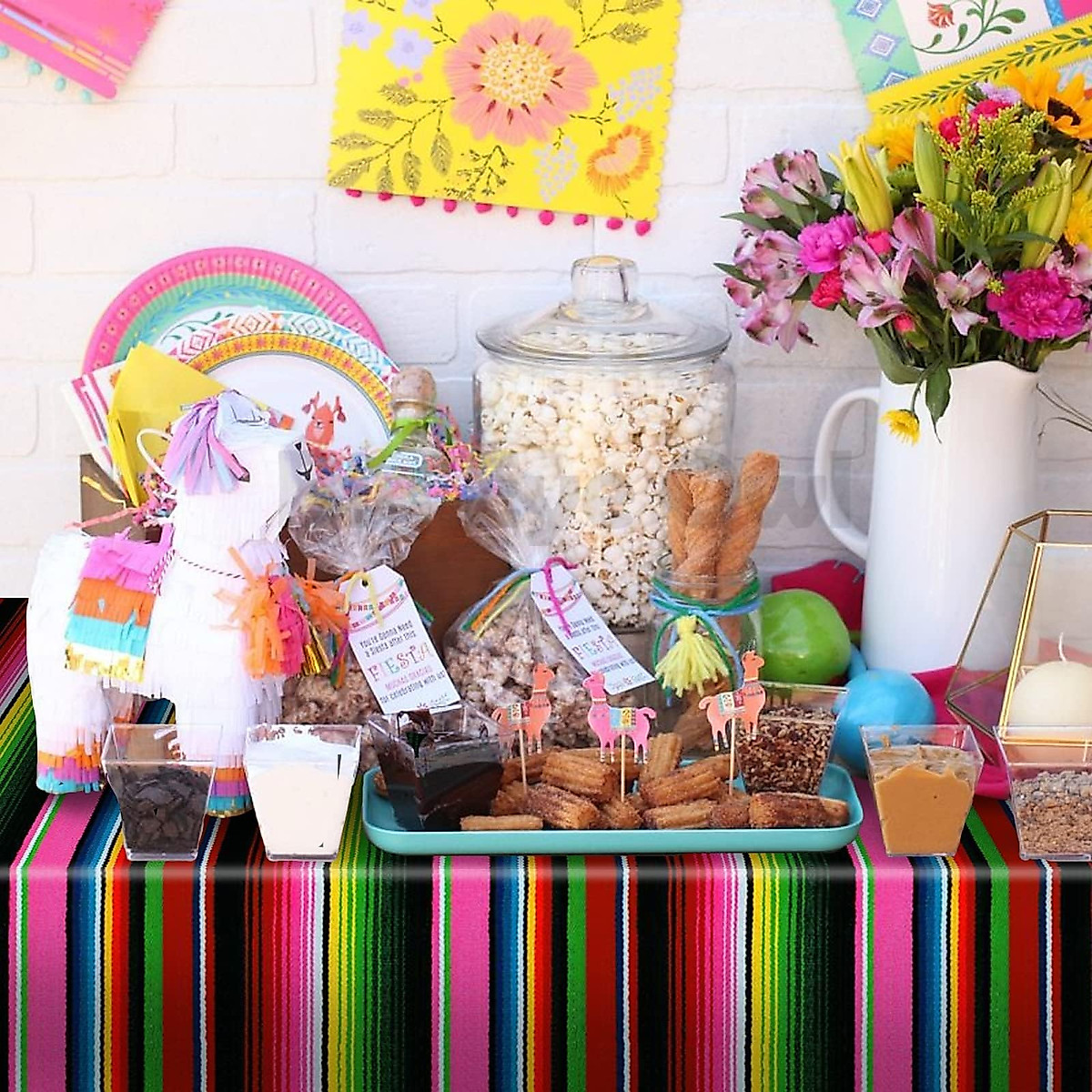 Mexican Fiesta Tablecloth Birthday Party Decorations Plastic Tablecover Mexico Disposable Table Cover Cinco De Mayo Themed Party Supplies Rectangle 54 * 108 Inch
