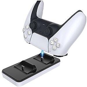 AuyKoo Charging Station for PS5 Controller, Dual Charging Dock with Removable Type C Charging Port for Playstation 5, Portable Controller Charger with IC Protection