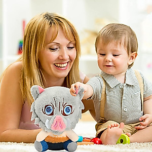 Eurrdc 8" Stuffed Pig Head Anime Figures Collectible Kids Plush Toys Gift for Boys and Girls