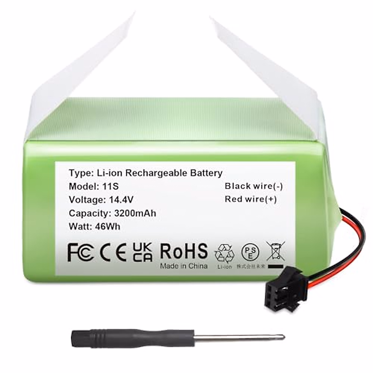 FirstPower Upgraded 3200mAh Battery - Compatible with Eufy RoboVac 11S, 11S Plus, 11S MAX, 12, 15C MAX, 15C, 30, 30C MAX, G10 Hybrid, G20 & Ecovacs Deebot N79DN622 (NOT for 2-Prong Connector)