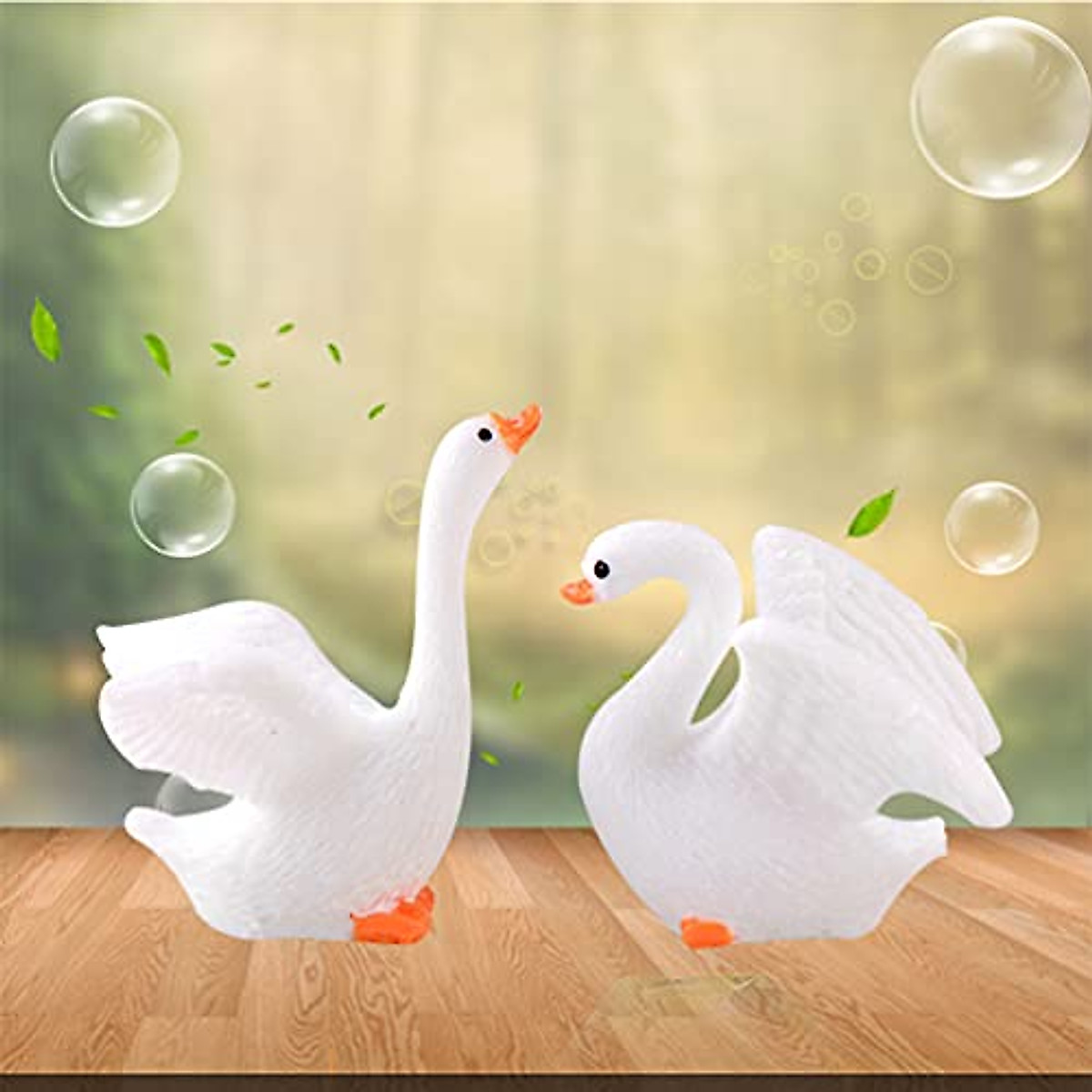 HEALLILY 2pcs Miniature Swan Resin Swan Statue White Swan Figurine Swan Couple Decor Elegant Swan Gift Cake Topper for Fairy Garden Micro Landscape