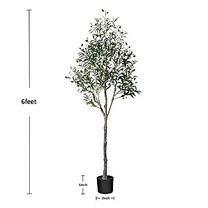 OAKRED Artificial Olive Tree,6FT Tall Fake Plant Faux Olive Plants for Indoor,Natural Fake Tree,Artificial Silk Plants for Office Home Living Room Floor Patio Greening Porch Decor,Set of 1