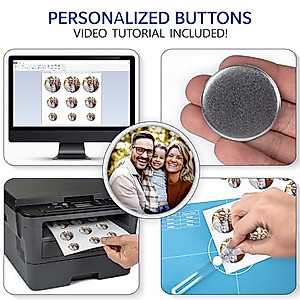Button Maker Machine Multiple Sizes (1+1.25+2.25 Inch) with 300 buttons - includes Photo Button Making Tutorial and Cutting Mat- Easy Heavy Duty DIY Button Maker for Kids and Adults (COCCONELLI)