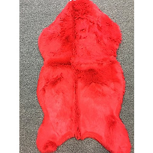 Deluxe Soft Faux Sheepskin Chair Cover Seat Pad Shaggy Area Rugs for Bedroom Sofa Floor (5ft x 7ft, Red)