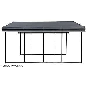 Arrow Carports Galvanized Steel Carport, Full-Size Metal Carport Kit, 12' x 20' x 9', Charcoal
