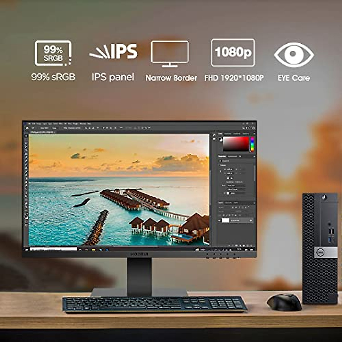 Dell OptiPlex 7050 Desktop Computers PC and 24 inch KOORUI Monitor Bundle, i7-6700 3.4GHz, 32GB Ram 1TB M.2 NVMe SSD+2TB HDD, AX200 Built-in WiFi 6,Bluetooth 5.2,HDMI,Windows 10 Pro (Renewed)