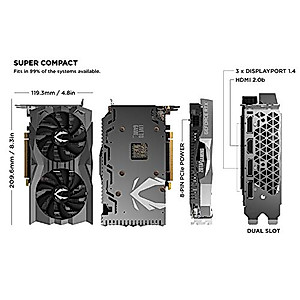 ZOTAC Gaming GeForce GTX 1660 Super amp 6GB GDDR6 192-bit Gaming Graphics Card, Super Compact, Ice Storm 2.0 Cooling, Wraparound Metal Back plate - Zt-T16620D-10M
