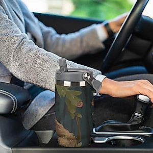 YTLKGFP 30 Oz Large Capacity Car Cup Sloth Tumbler with Handle Straw Lid Insulated Stainless Steel Water Bottle Travel Mug Leak-proof Car Cup Keeps Cold Or Hot