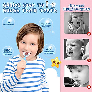 U Shaped Toothbrush Kids 4 Pack - Toddler Toothbrush with Food Grade Soft Silicone Brush Head, 360° Oral Teeth Cleaning Design for Kids' Toothbrush, Manual Whole Mouth Toothbrush for Kids Age 2-6