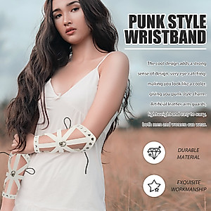 BESPORTBLE 2pcs Strap Arm Guard Personality Arm Guards Wristband Bracers for Cosplay Punk Clothes Gloves for Men Rock Costumes for Woman Miss Gothic Wax Rope Hand Strap White