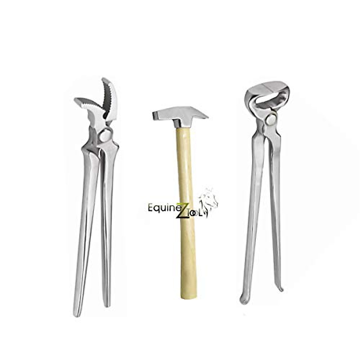 Equinez Tools 3 PCS Farrier Horse Hoof Kit Nippers, Clincher and Hammer Trimming Shoeing